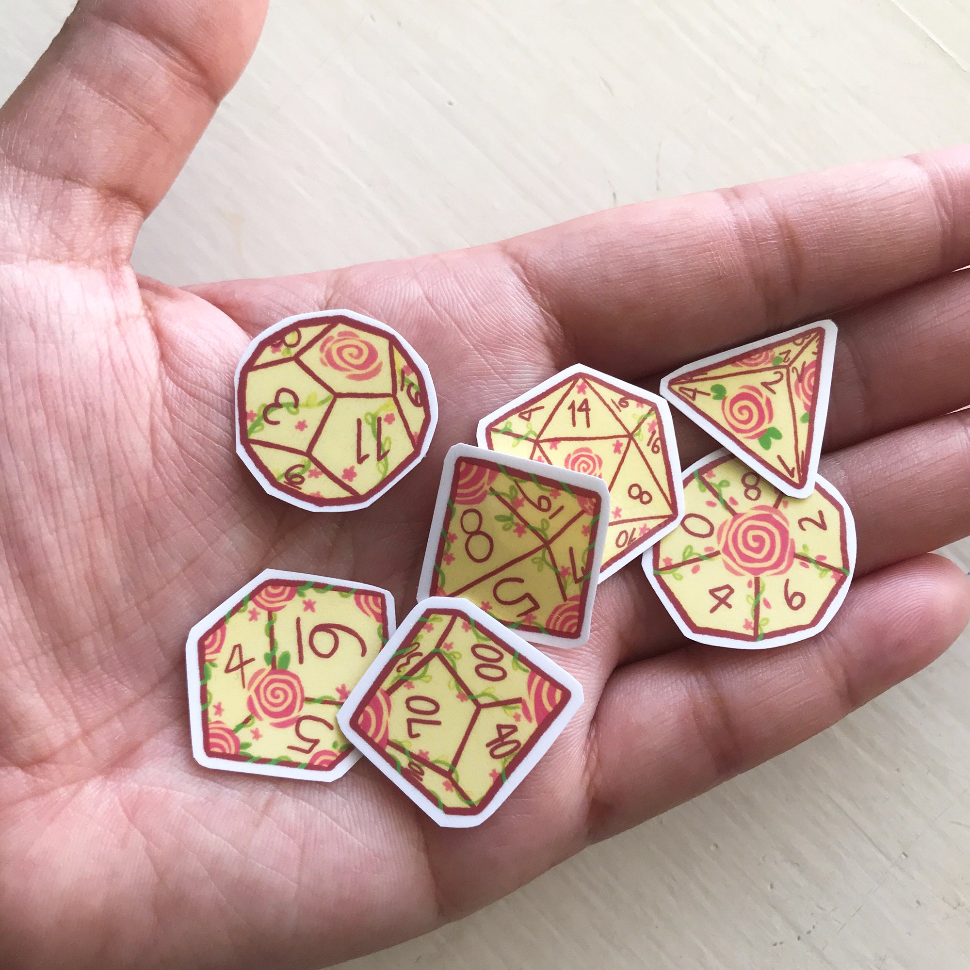 ROSES Dice Sticker Set Set of Seven Polyhedral TTRPG/DND | Etsy