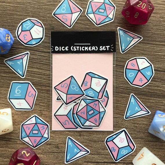 TRANS PRIDE Dice Sticker Set Set of Seven D&D/TTRPG Stickers | Etsy