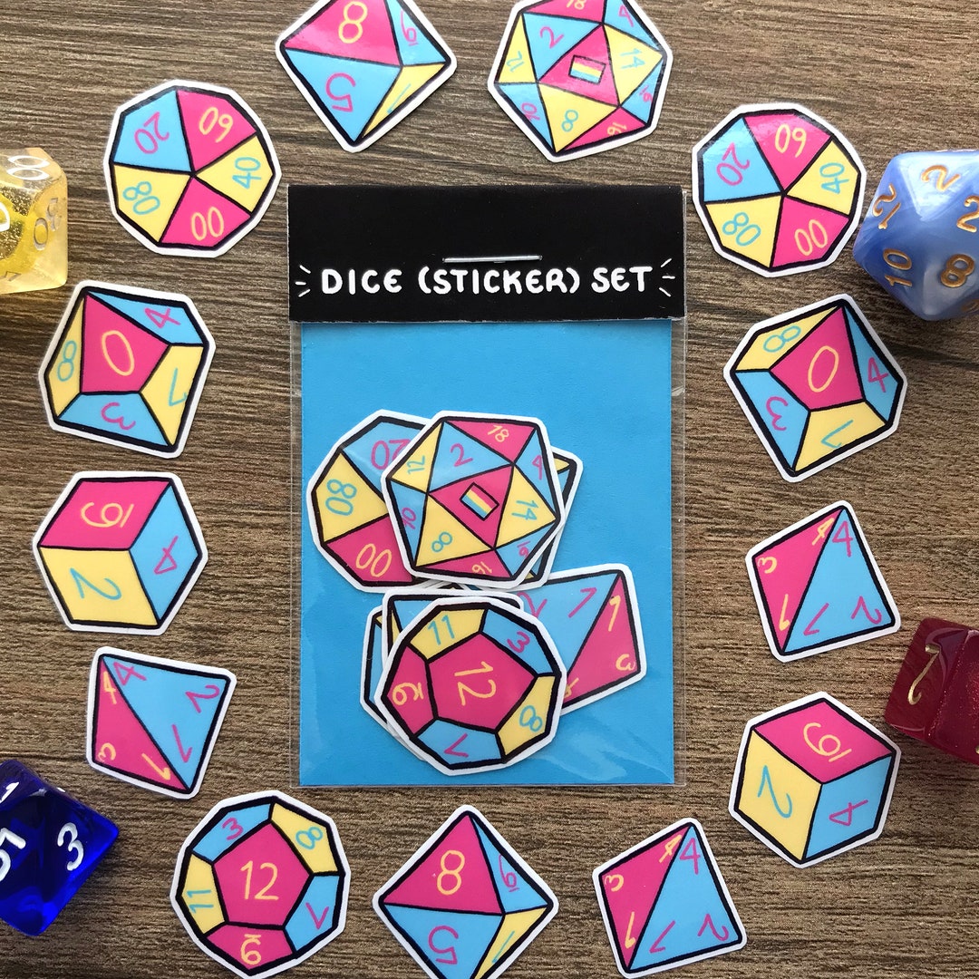 PAN PRIDE Dice Sticker Set - Set of Seven D&D/TTRPG Stickers - Etsy