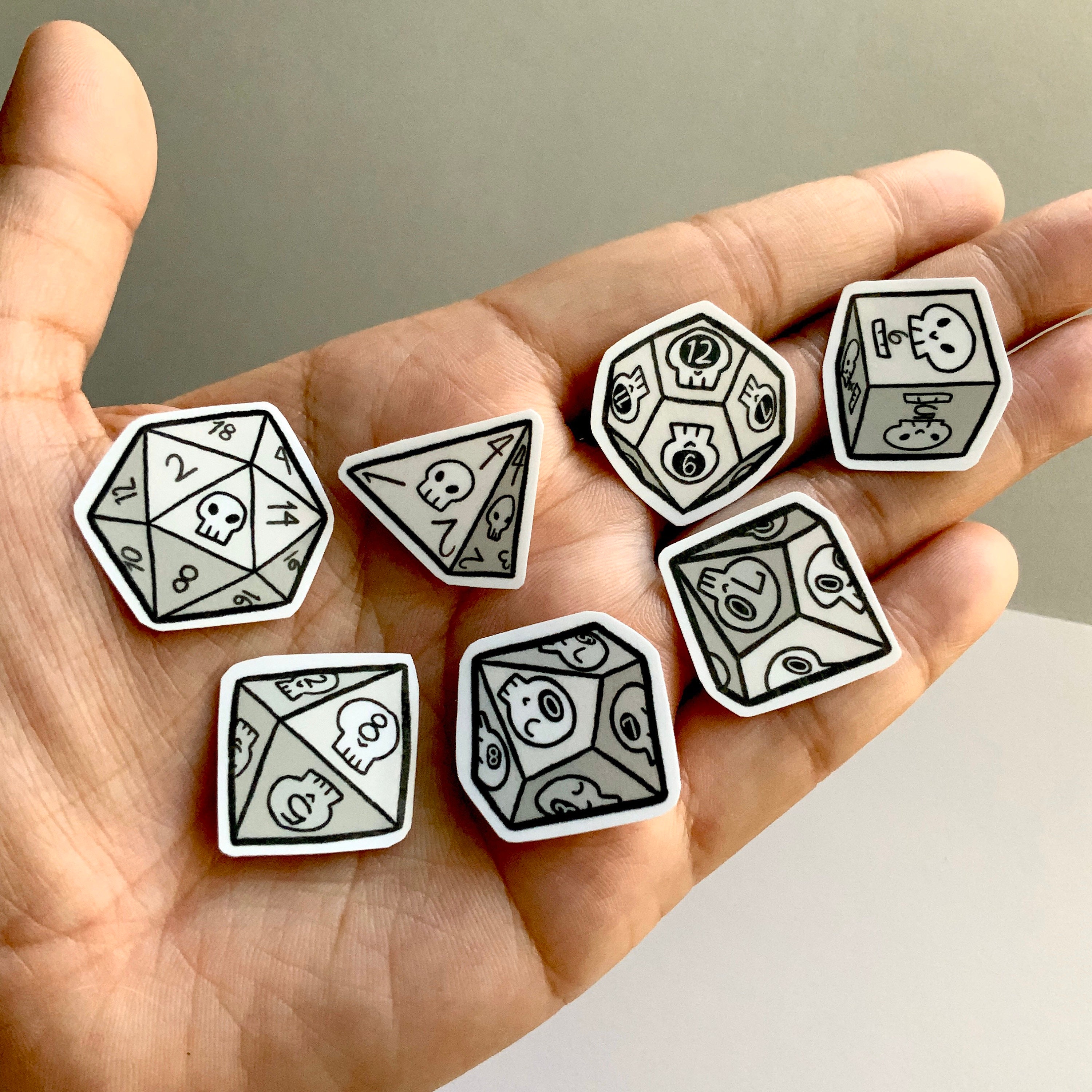 SKULLS Dice Sticker Set Set of Seven Dnd/trpg/nerdy Stickers | Etsy