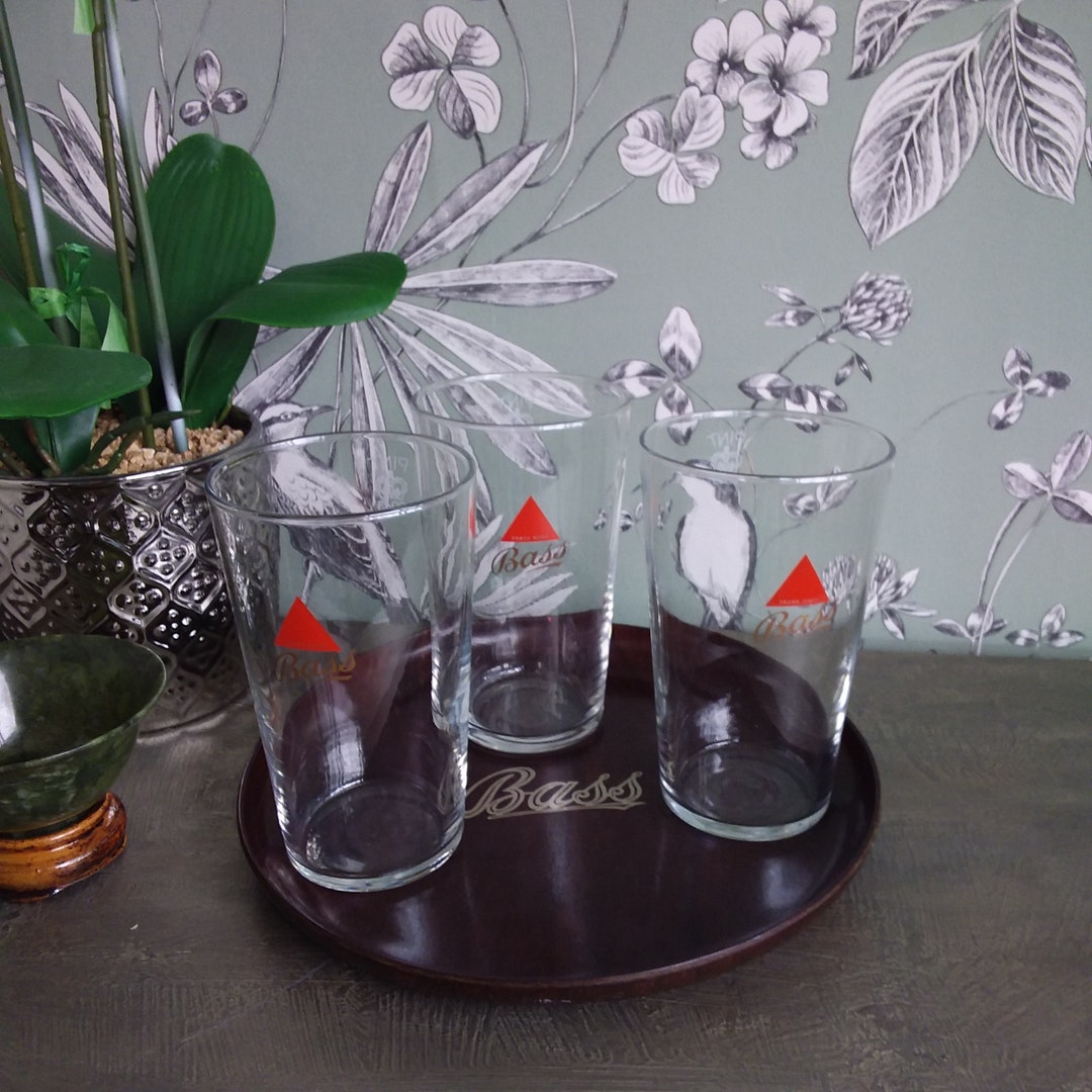 Vintage Bass Bar Tray and 3 Bass Pint Glasses - Etsy