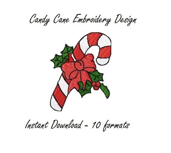 Christmas Candy Cane Machine Embroidery Design Embroidery - Etsy