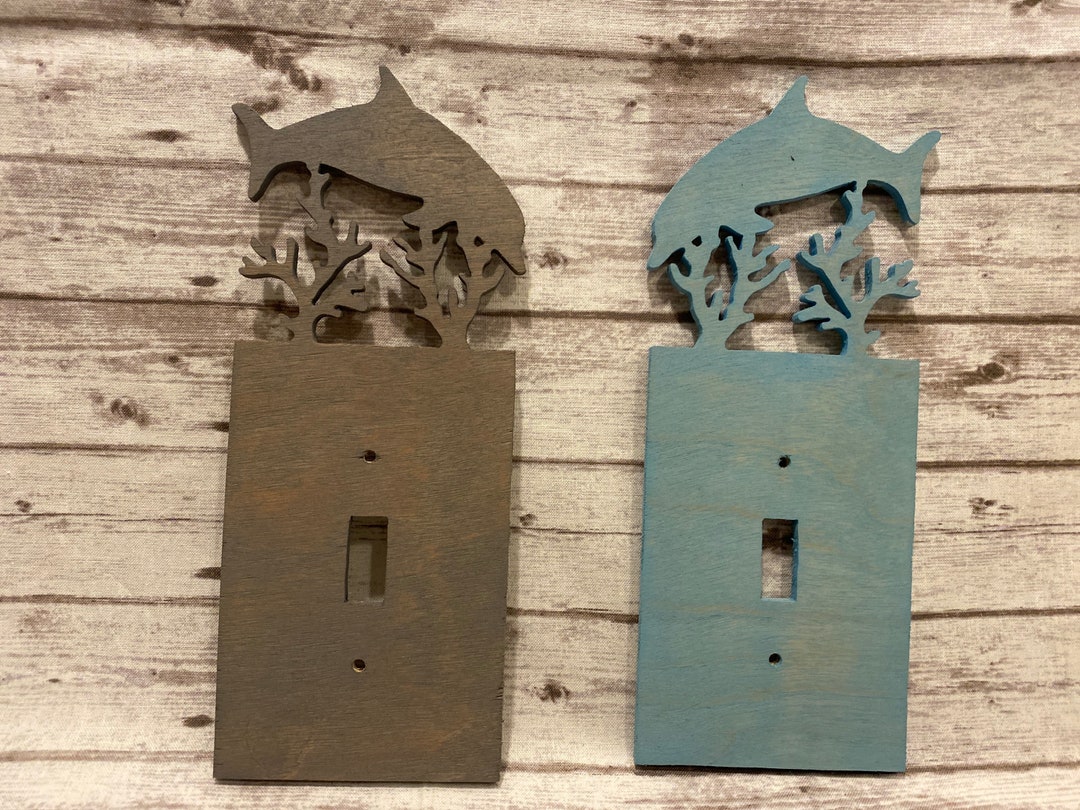 Dolphin Light Switch Plate Cover Sea Life Home Decor, Wood Carving ...