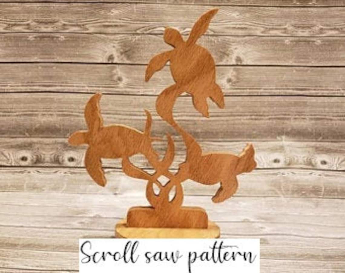 3 Turtle Statue Sea Life Scroll Saw Pattern Design, Wood Working ...