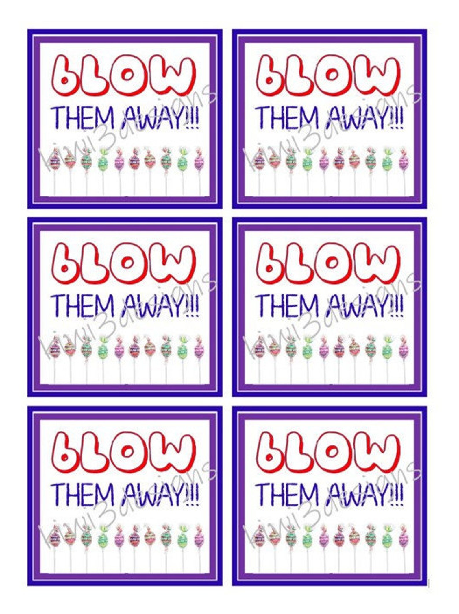 BLOW Them Away Favor Tag INSTANT DOWNLOAD Pdf Candygram - Etsy