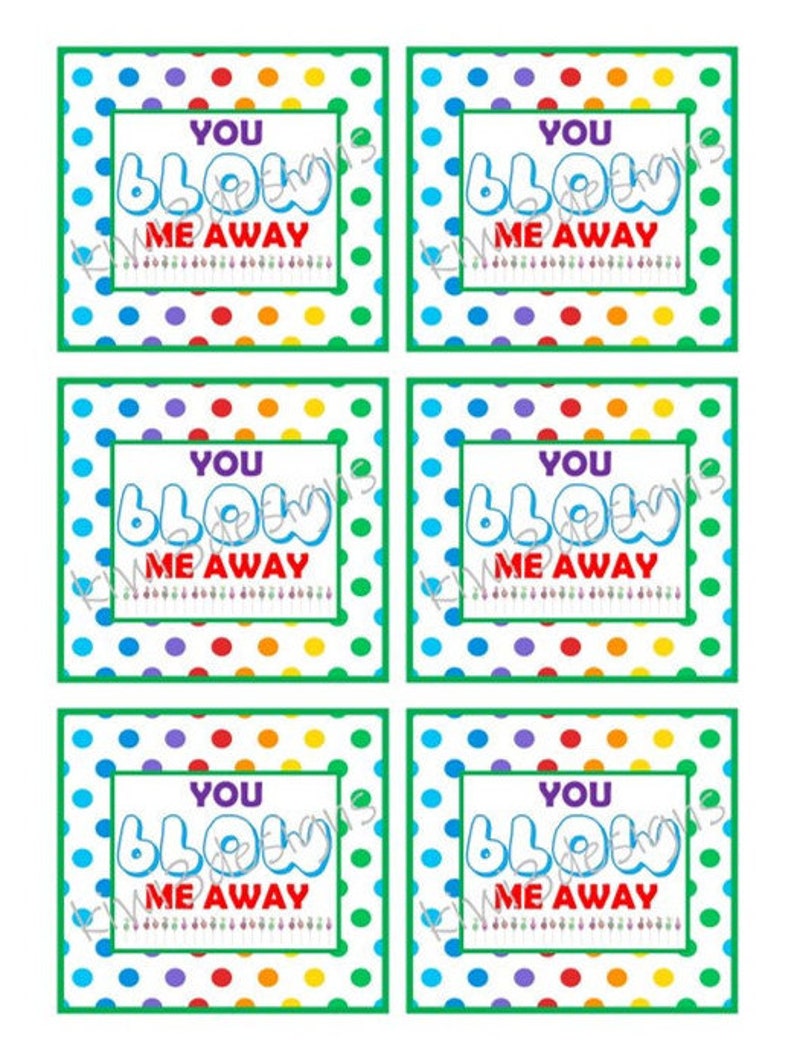 You BLOW Me Away Favor Tag INSTANT DOWNLOAD Pdf Candygram - Etsy