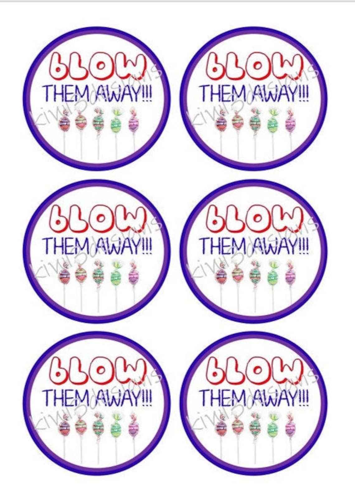 BLOW Them Away Favor Tag INSTANT DOWNLOAD Pdf Candygram - Etsy