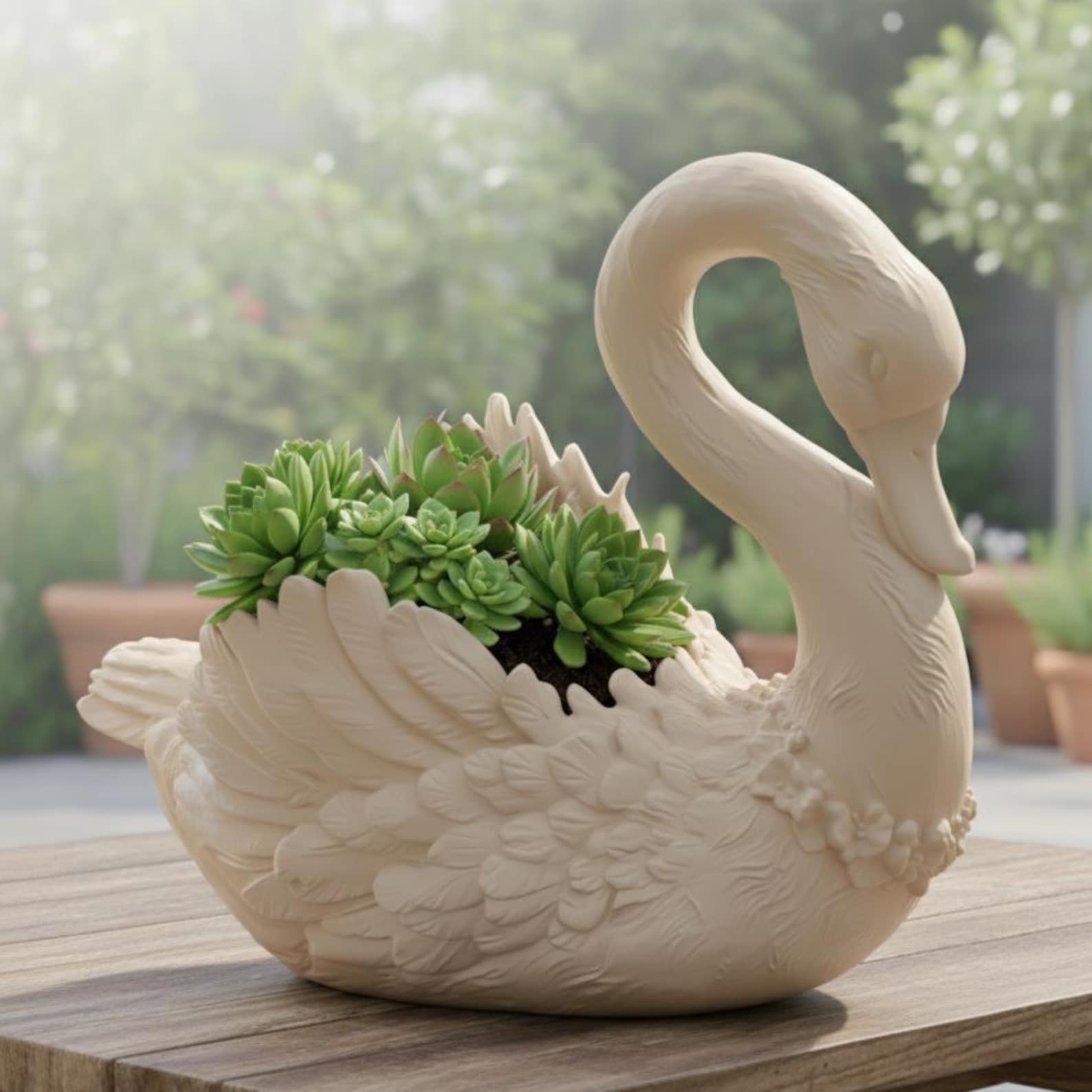 Elegant Swan Planter/flower Pot | Charming Indoor/outdoor Decor ...