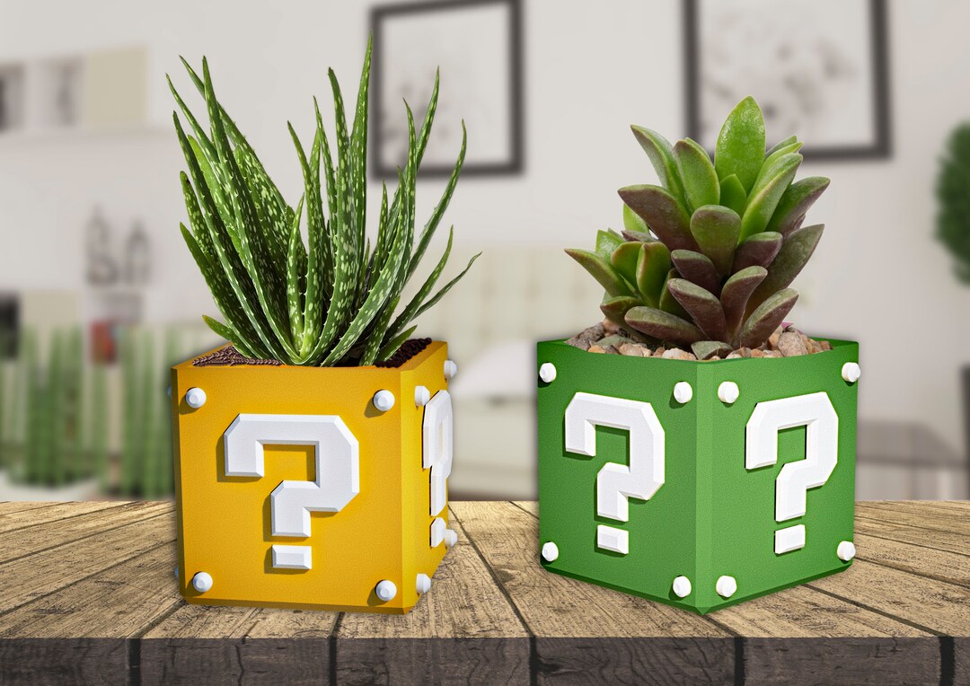 Super Mario Question Cube Planter - Nostalgic 3D Printed Gaming Decor ...