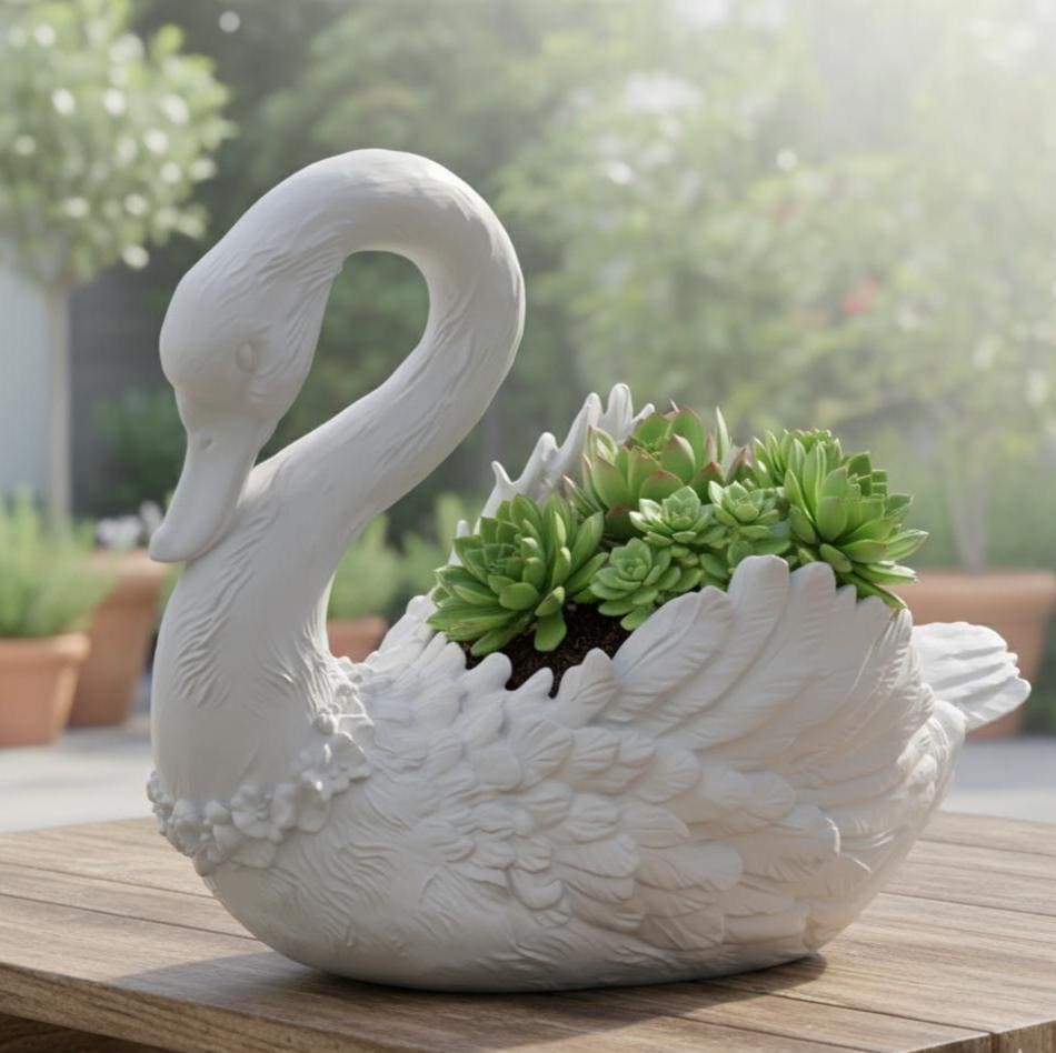 Elegant Swan Planter/flower Pot | Charming Indoor/outdoor Decor ...