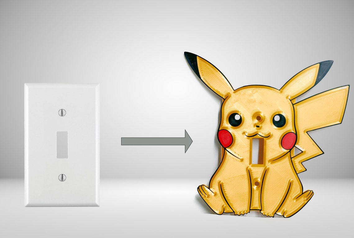 Pikachu Light Switch Cover 3D Printed Pokémon Wall Decor - Etsy