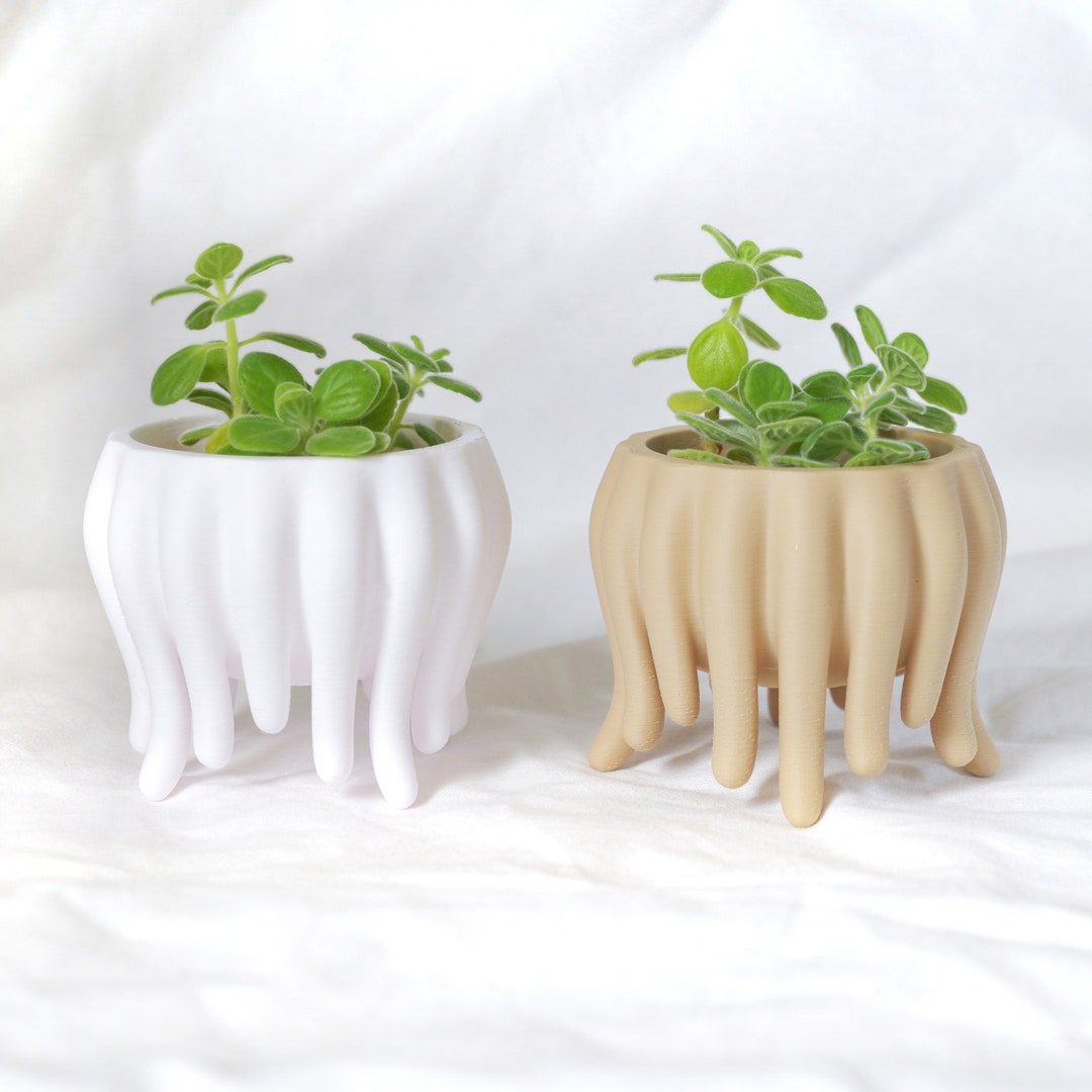Unique Dripping Drops Planter, 3D Printed Pot for Succulents, Modern ...