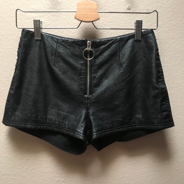 Leather Zipper Shorts - Etsy