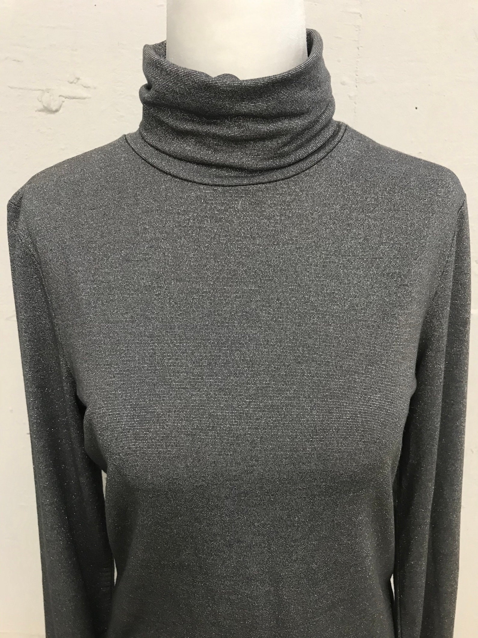 Vintage 1990's Metallic Lurex Silver Turtleneck - Etsy