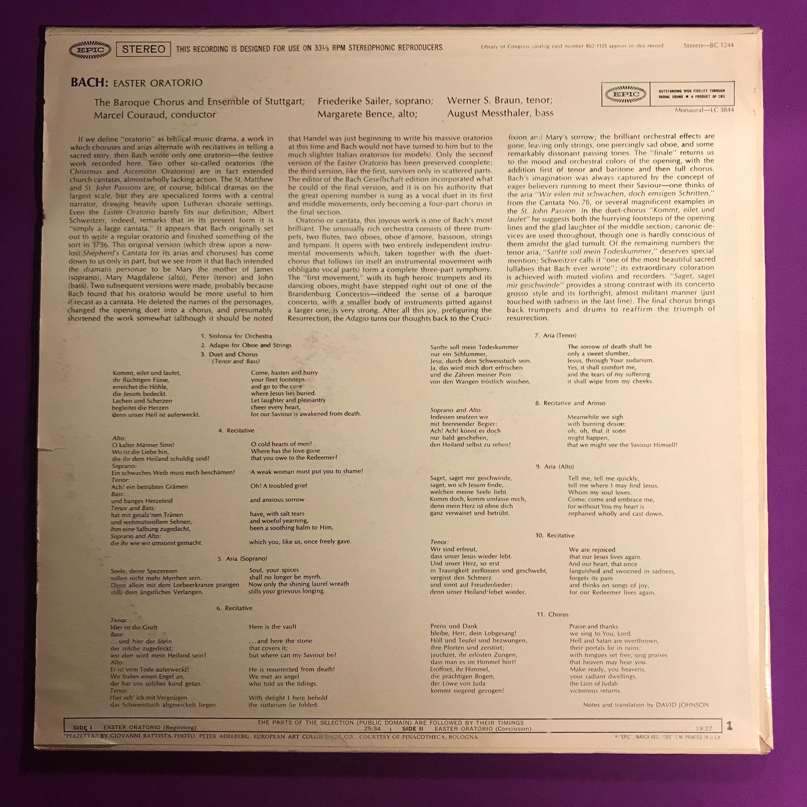 Vinyl Bach Easter Oratorio - Etsy