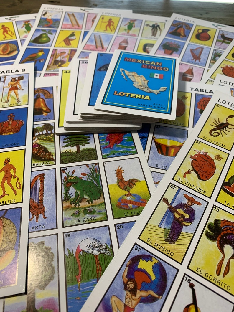 LOTERIA Mexican Mexican Bingo Cards Loteria Game 10 players | Etsy