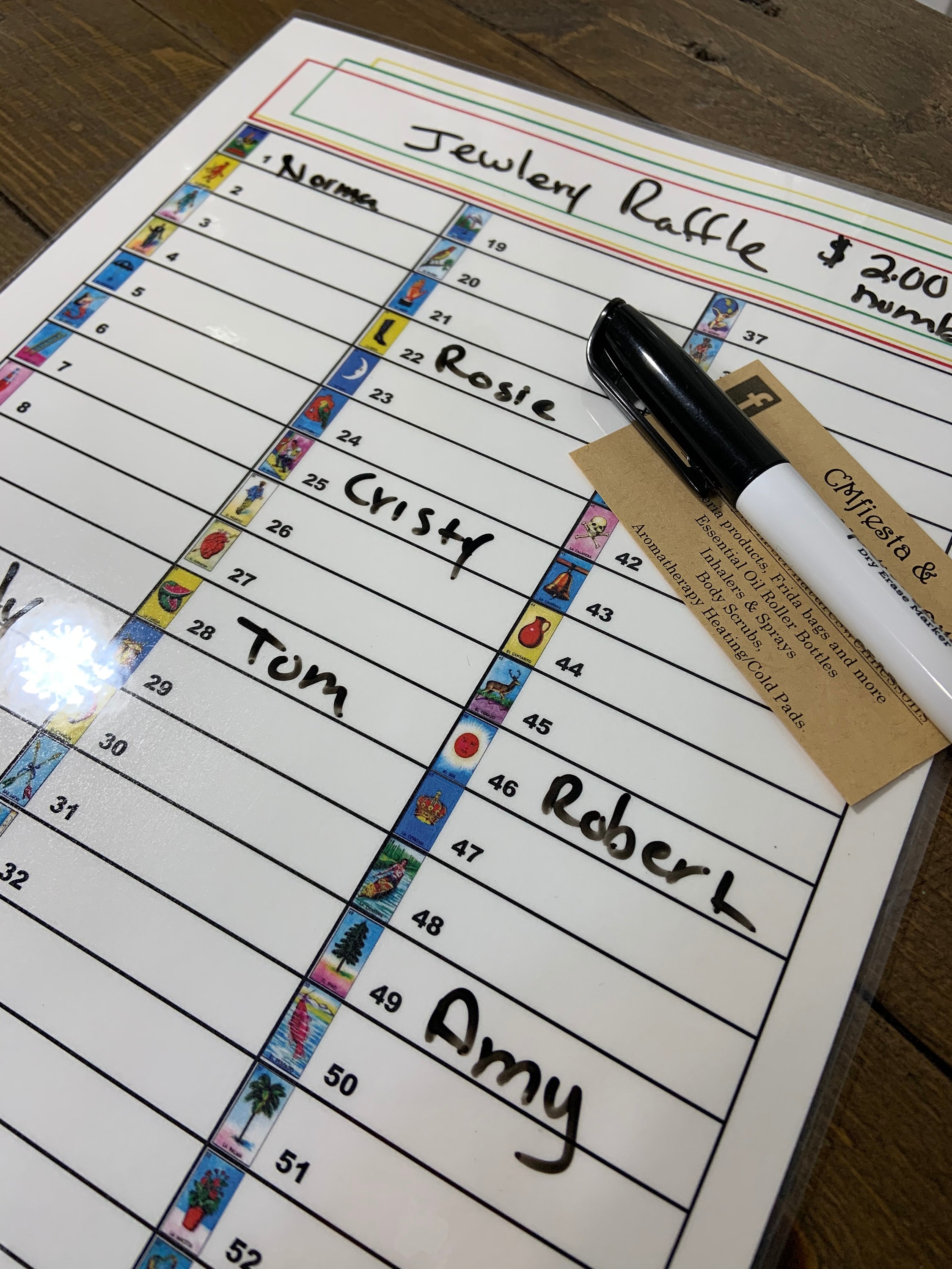 Laminated Loteria Raffle Note Sheet Bingo Chalupa Numbers and | Etsy