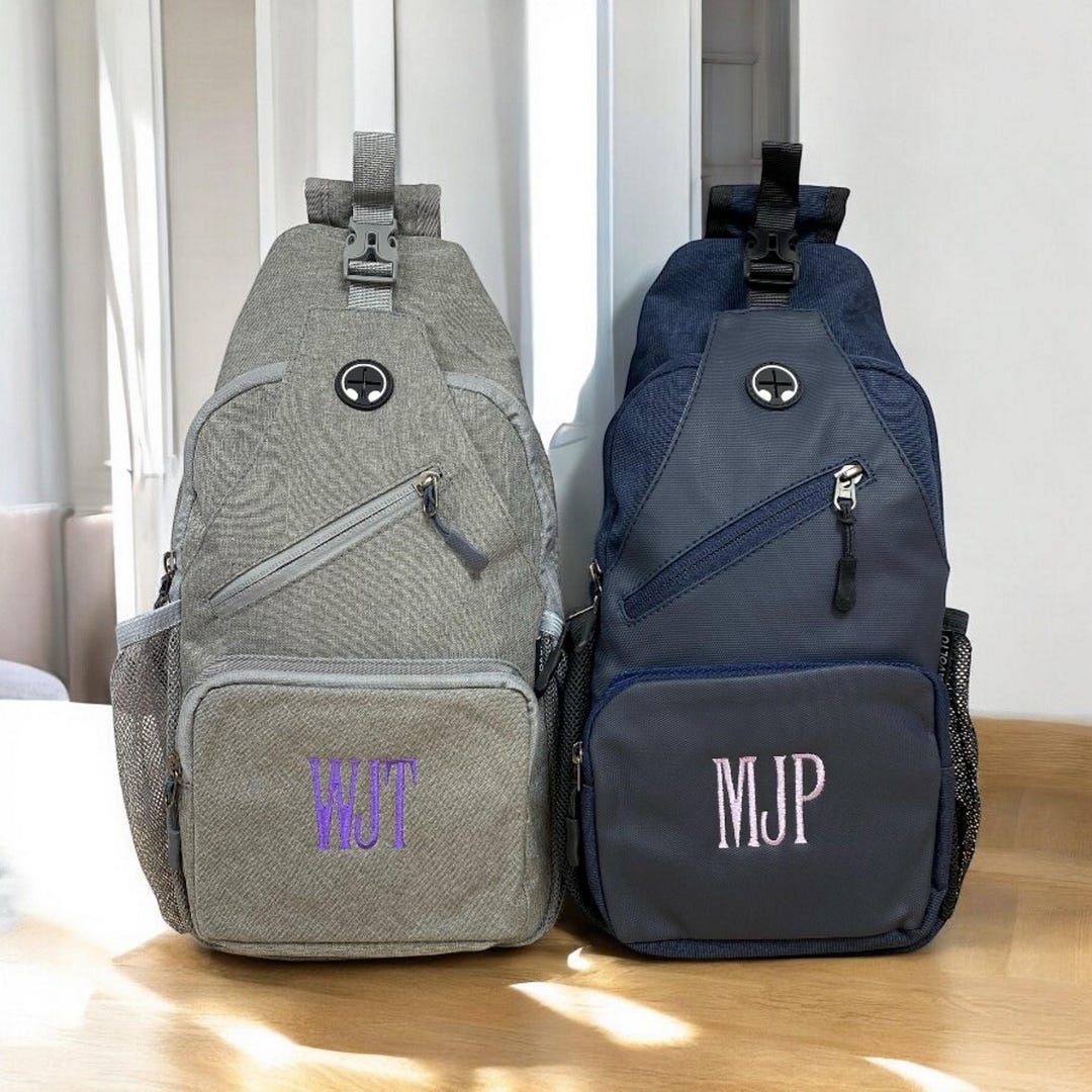 Personalized Crossbody Sling Bag: Embroidered Initial Travel Backpack ...