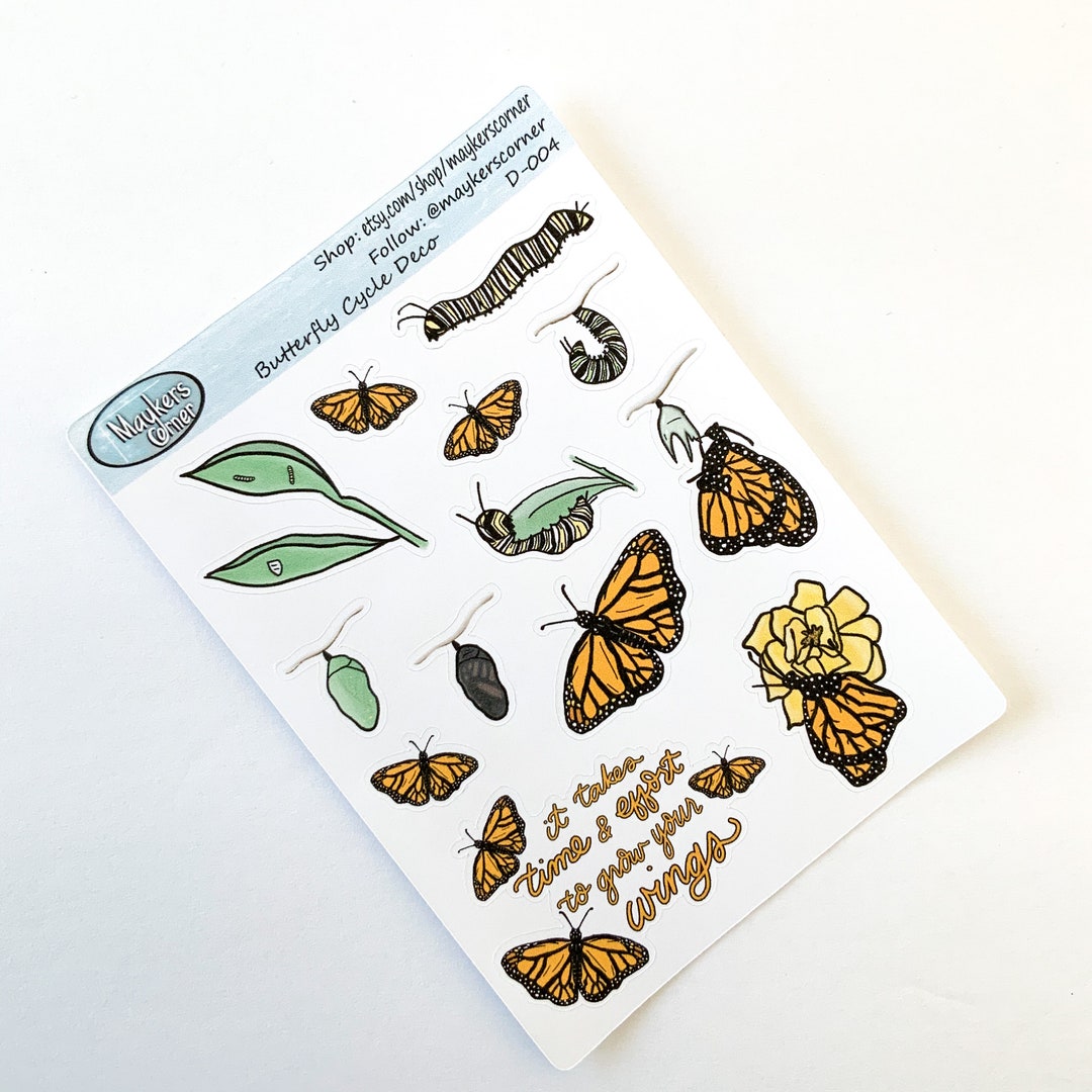 Butterfly Cycle Deco Sheet, Butterfly Cycle Stickers, Butterfly ...