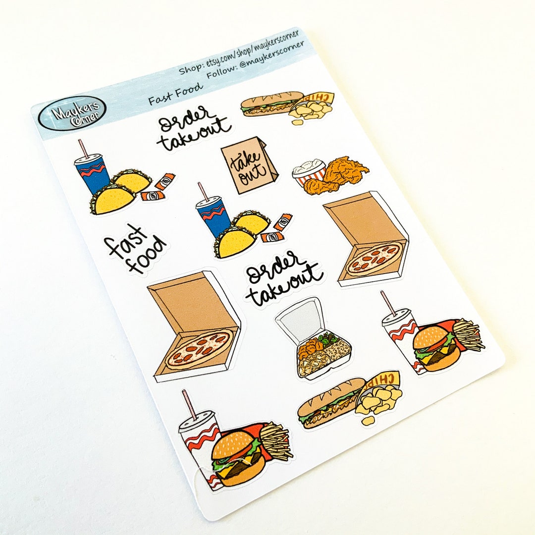 Fast Food Deco Stickers, Fast Food Stickers, Takeout Stickers ...