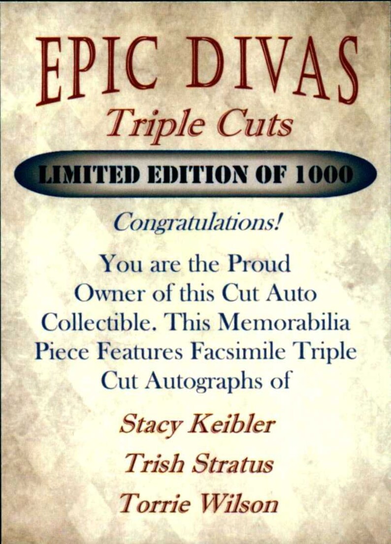 Stacy Kiebler Trish Stratus Torrie Wilson Platinum Triple Cuts | Etsy