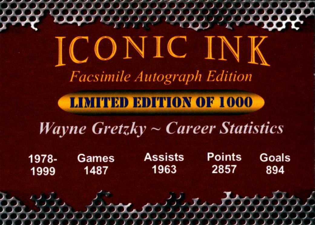 Wayne Gretzky Iconic Ink facsimile auto autograph Edmonton Oilers only ...
