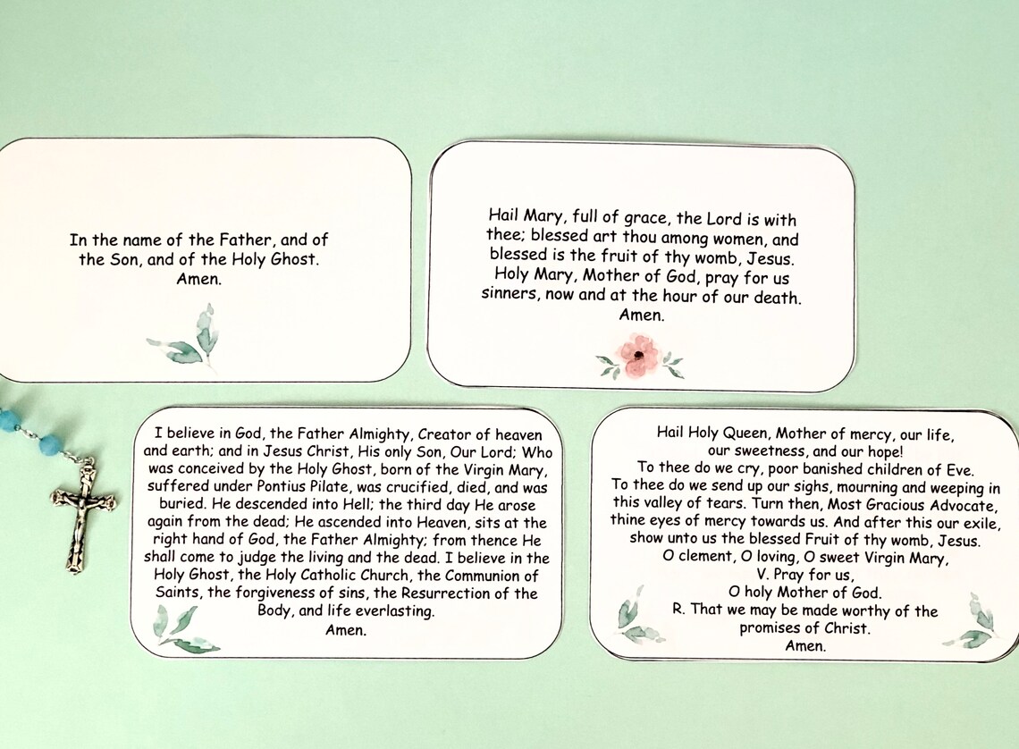 Traditional Catholic Rosary Prayer Cards - Etsy