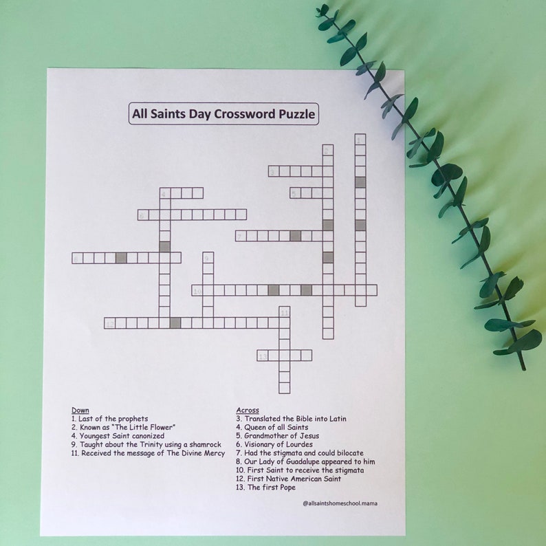 Free Printable All Saints Day Worksheets