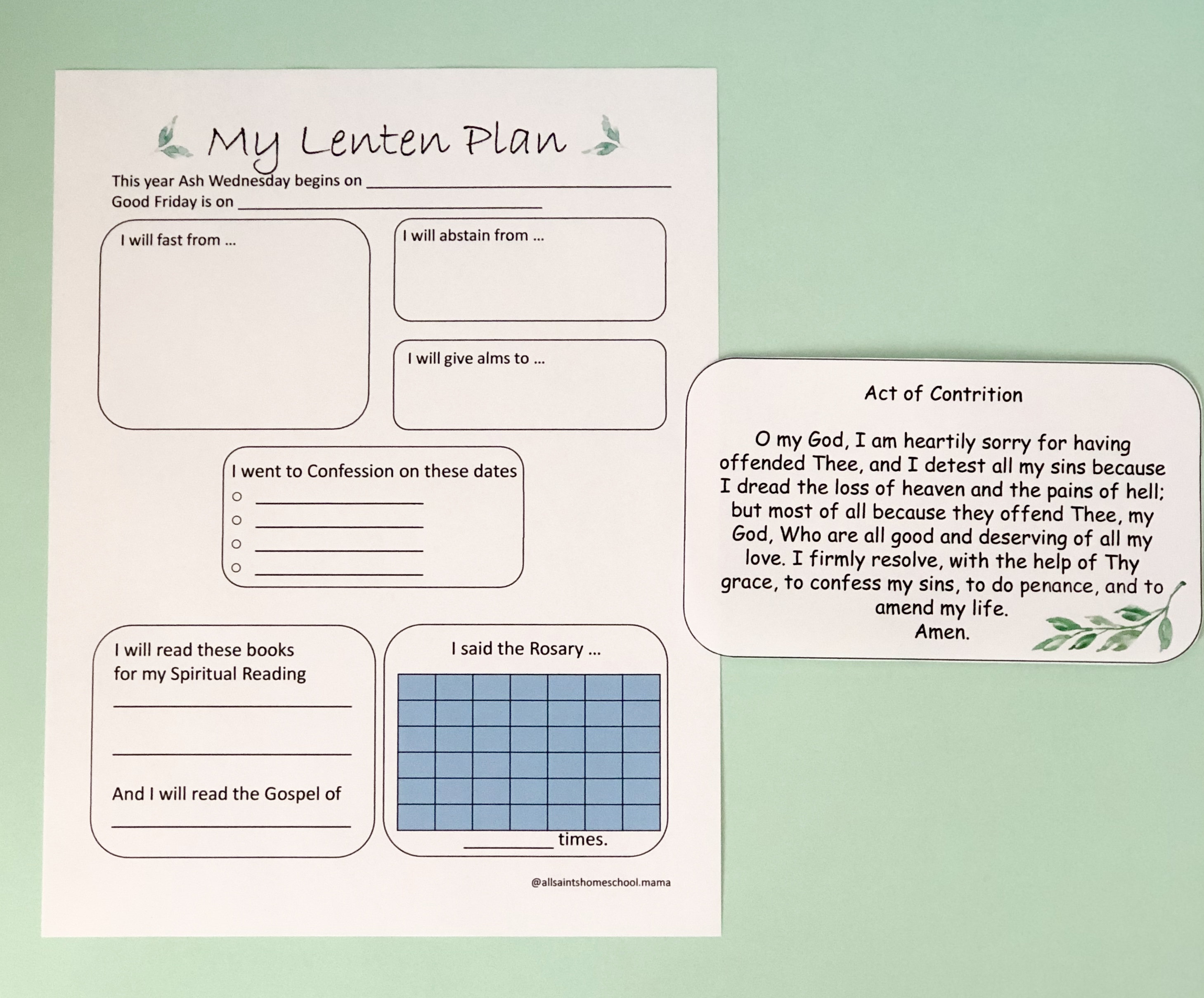 My Lenten Plan - Etsy