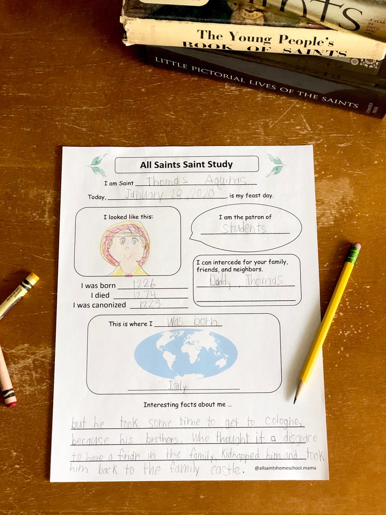 All Saints Saint Study Worksheet Only - Etsy