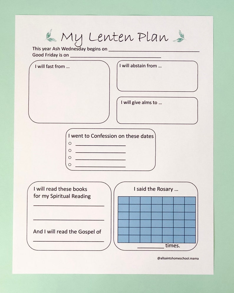 My Lenten Plan - Etsy
