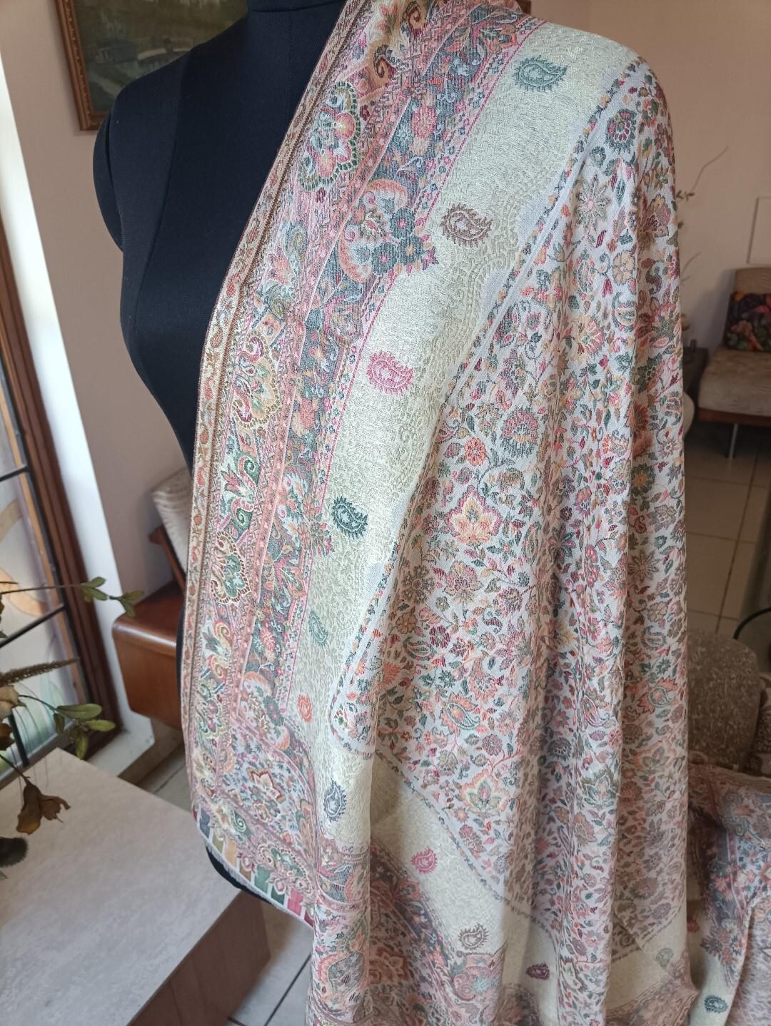 Fashionable Exotic Silk JAMAWAR Shawl | Kashmir Wrap | Silk Handmade ...
