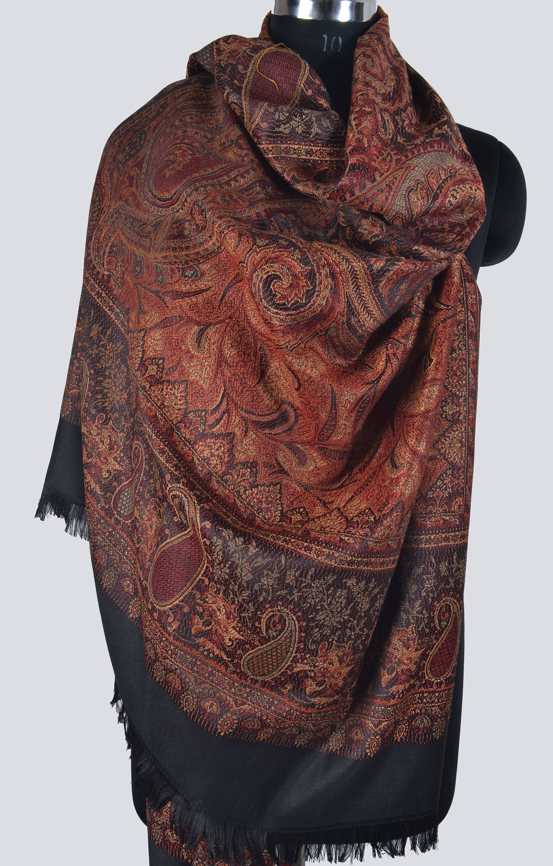 Mantón Reversible Grande Diseño Jacquard Negro y Beige. - Etsy España