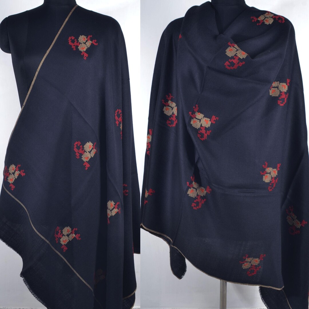 Black Himalaya Made Traditional Kullu Shawl. Large 40x80in Soft 100% ...