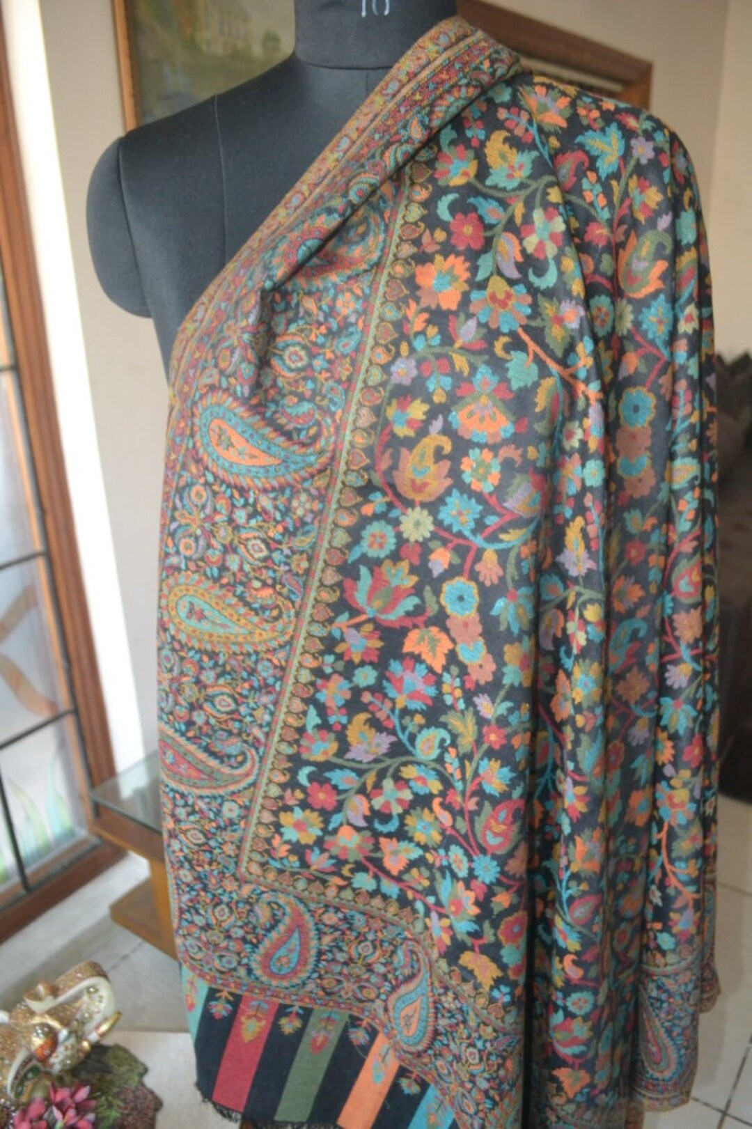 Gift to GENTS. XL Pashmina Kani Weave Shawl. Oversized Woolen Wrap ...