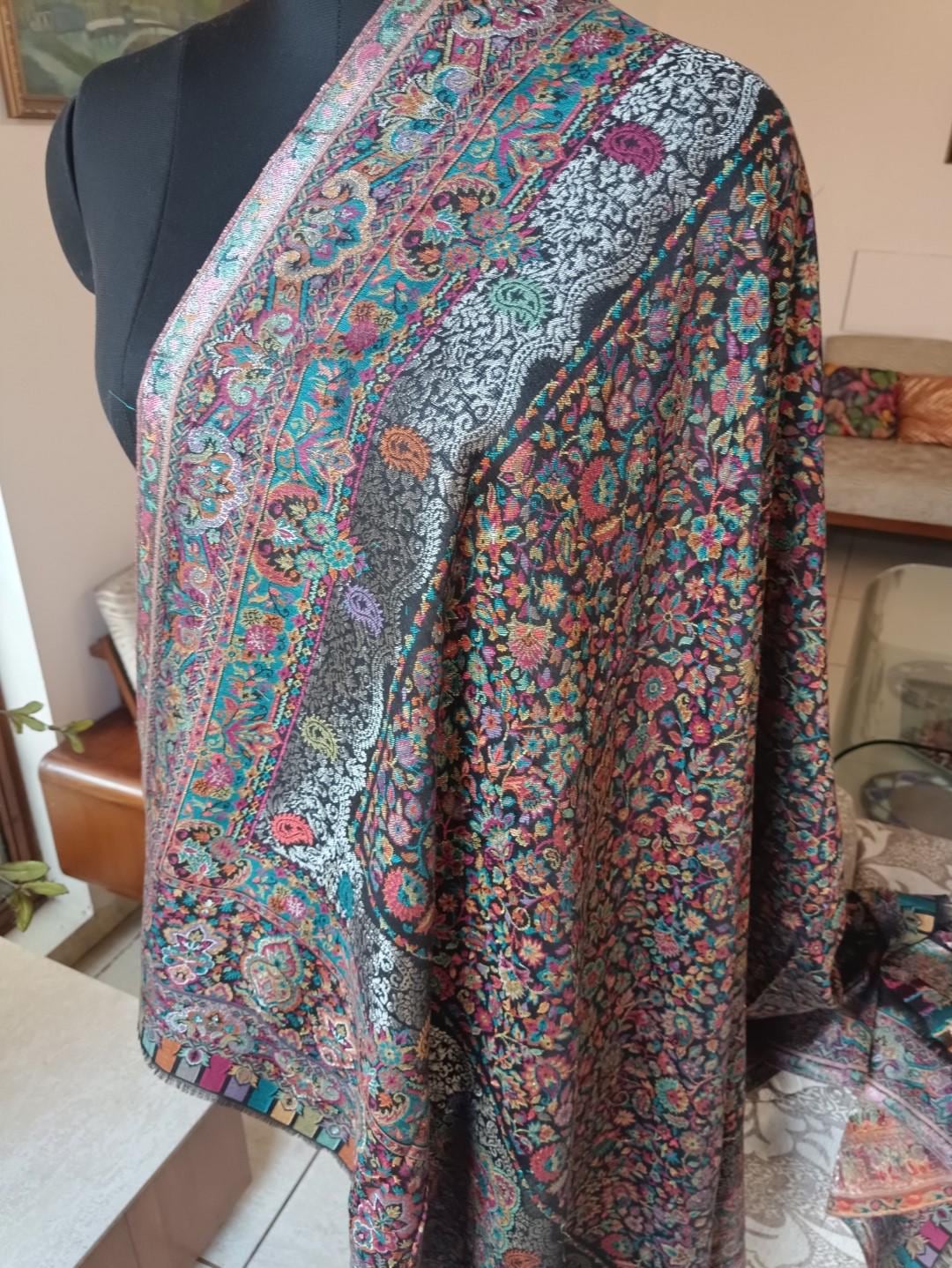 Large Silk JAMAWAR Shawl | Kani Pashmina Kashmir Hi Class Wedding Wear ...