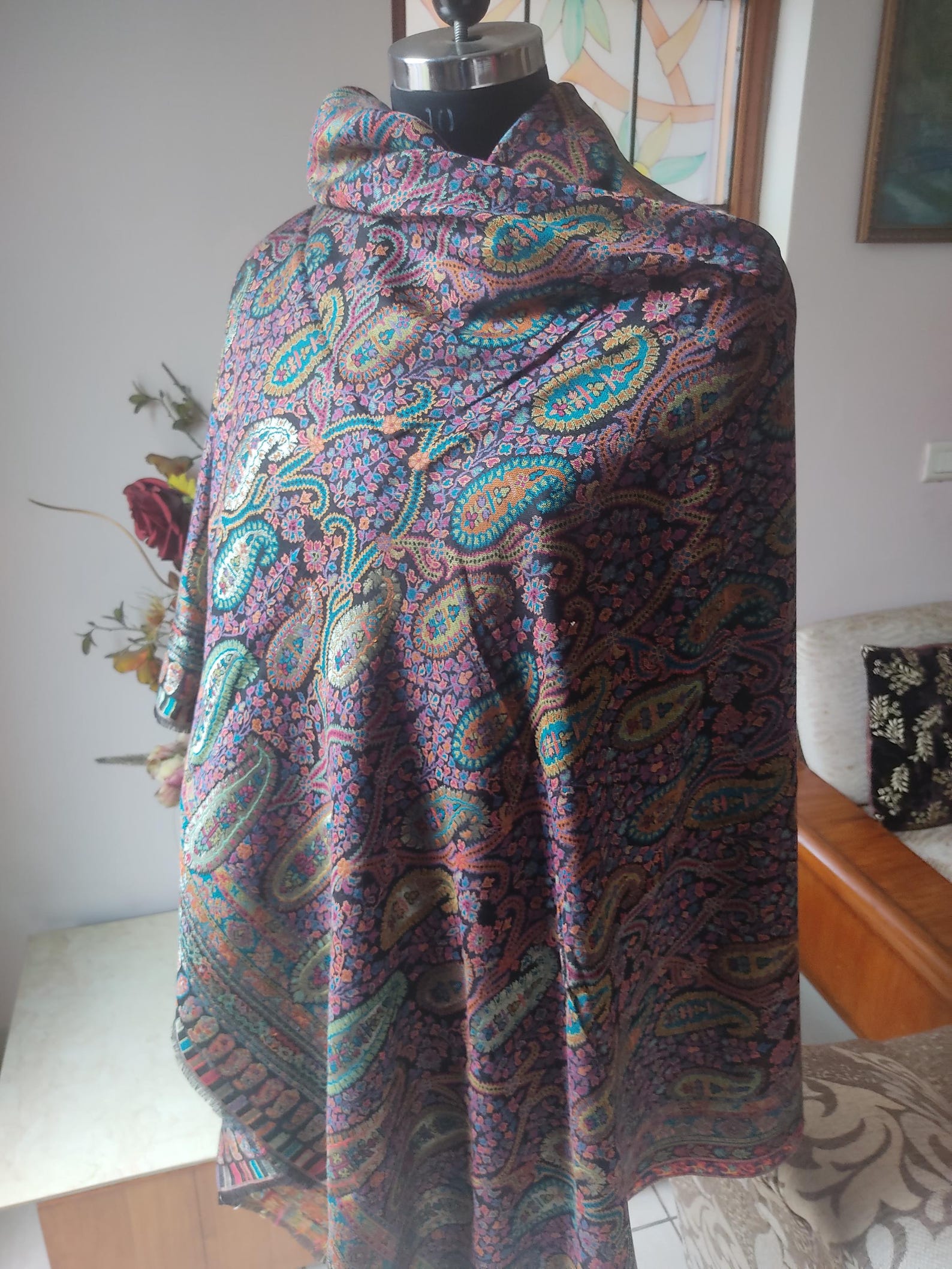 Fashionable Exotic Silk JAMAWAR Shawl | Kashmir Wrap | Silk Handmade ...