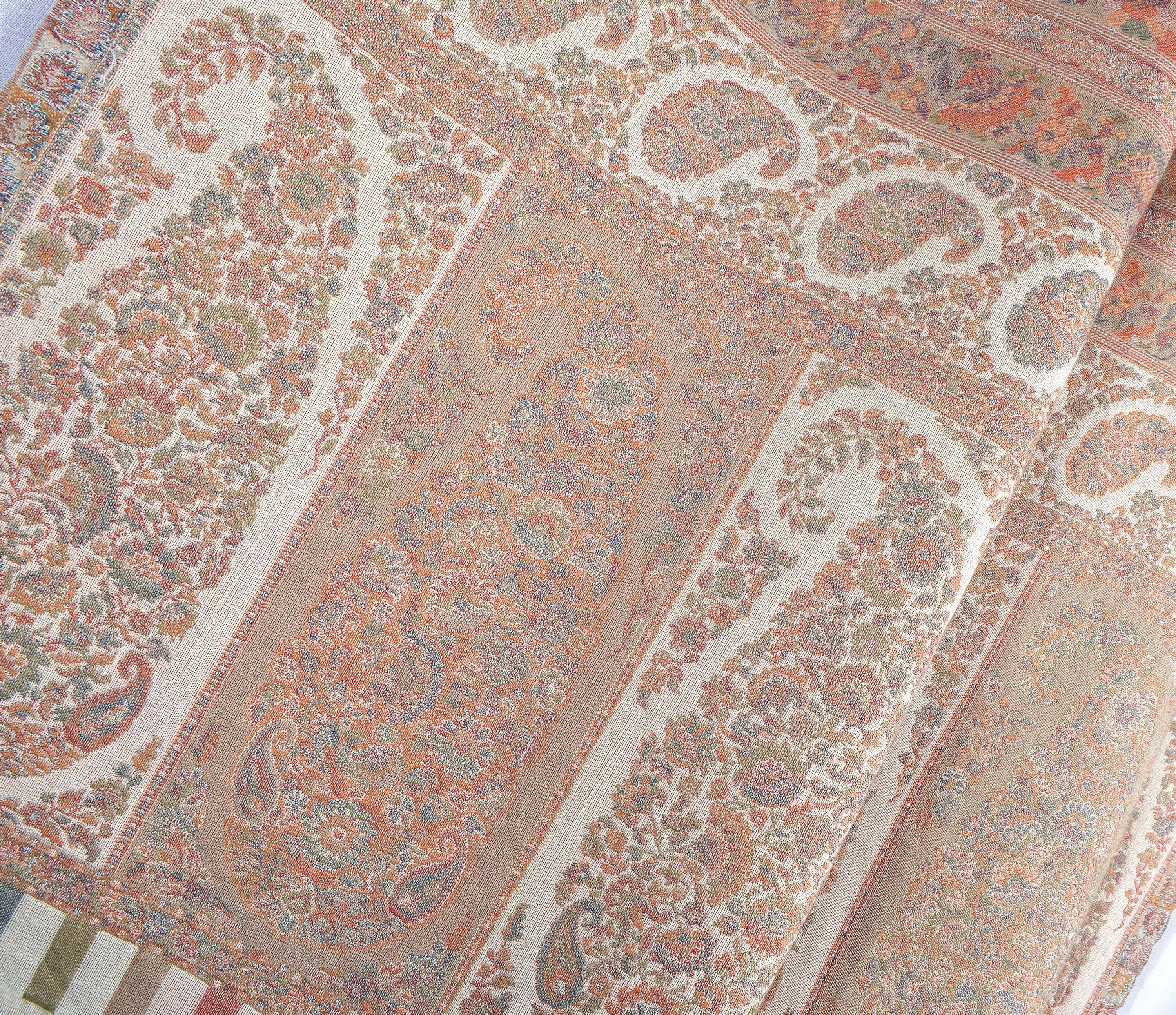 BEIGE Kani JAMAWAR Pastel Colors Shawl. Exotic Paisley Kashmiri ...