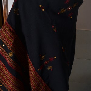 Traditional Tribal RAJASTHANI Shawl. Jacquard Design Mirrorwork Wool ...