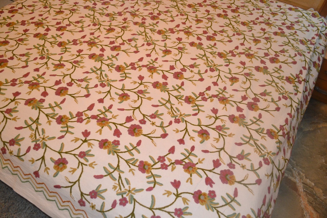 Traditional Crewel Embroidered Indian Kingsize Bedding Kashmir | Etsy