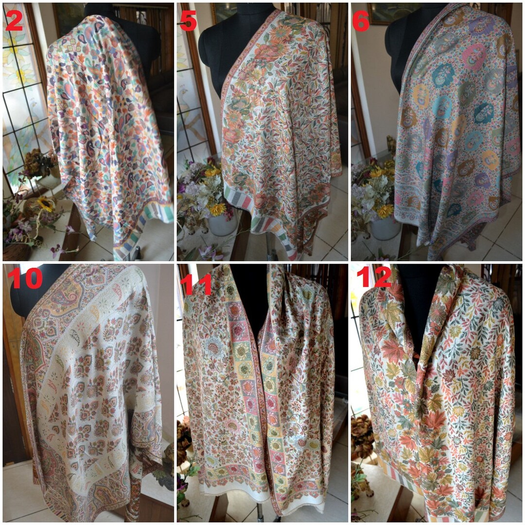 Royal Silk JAMAWAR Stole ~ 5 Design Choice~ Pashmina Kani Woven ...