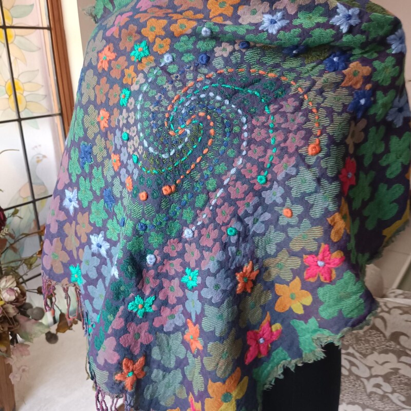 Floral Wool Scarf - Etsy