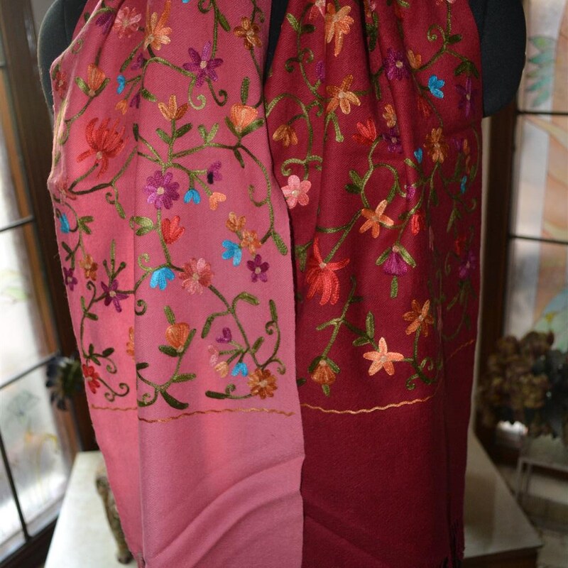 Hand Embroidered Scarf - Etsy