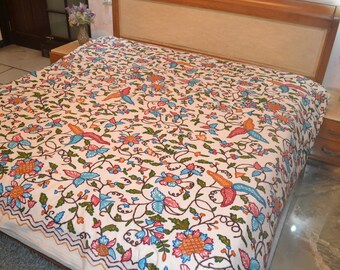 Traditional Crewel Embroidered Indian Kingsize Bedding Kashmir | Etsy