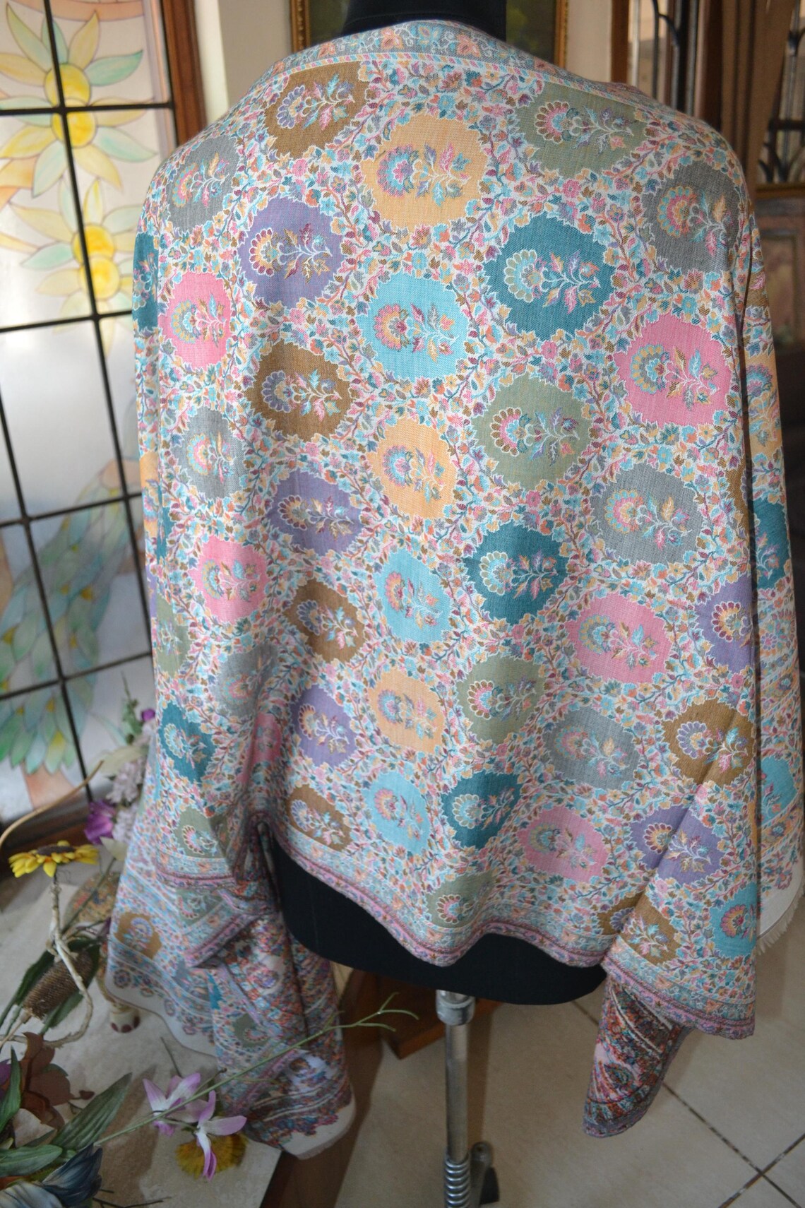 Royal Silk JAMAWAR Stole ~ 5 Design Choice~ Pashmina Kani Woven ...