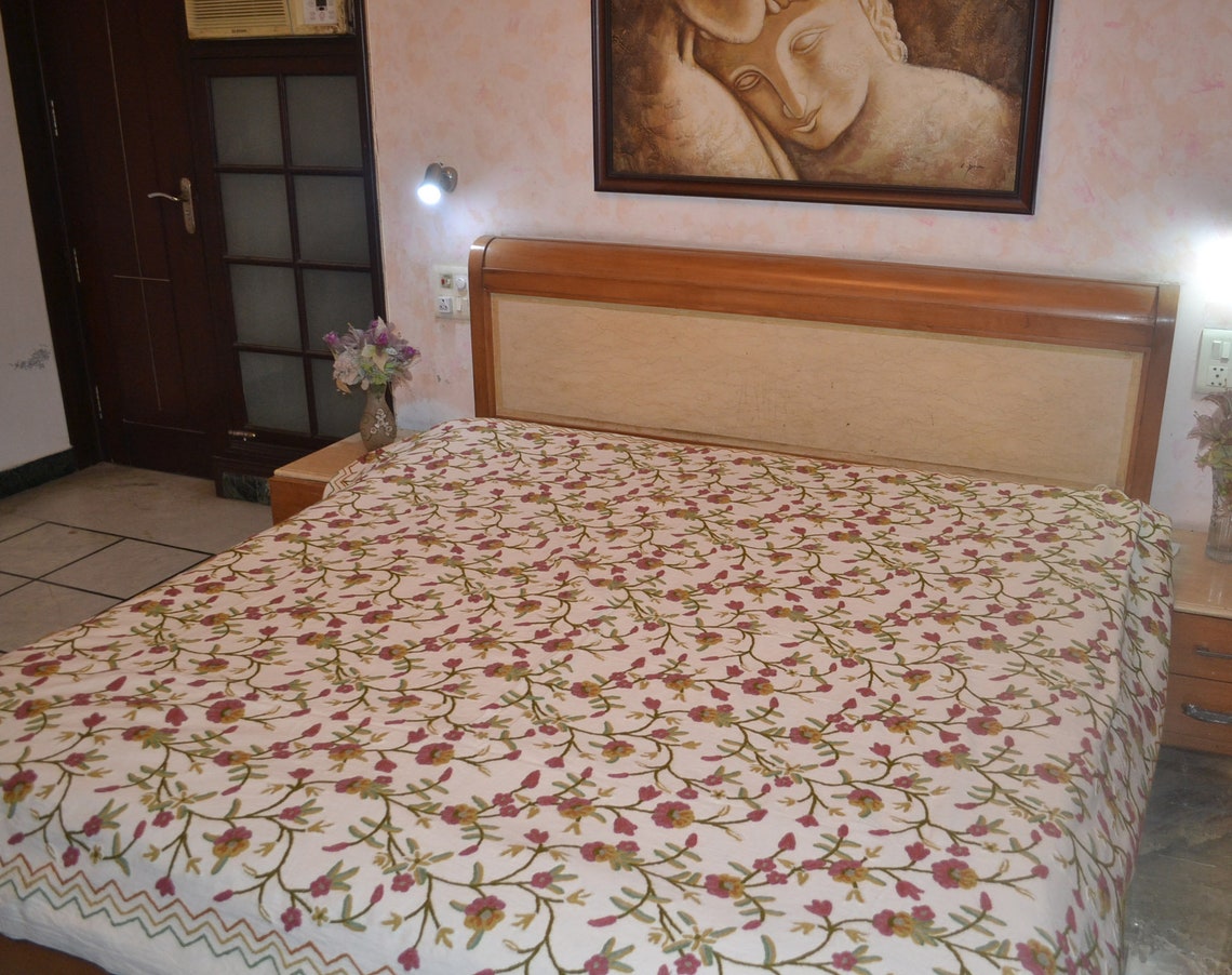 Traditional Crewel Embroidered Indian Kingsize Bedding Kashmir - Etsy