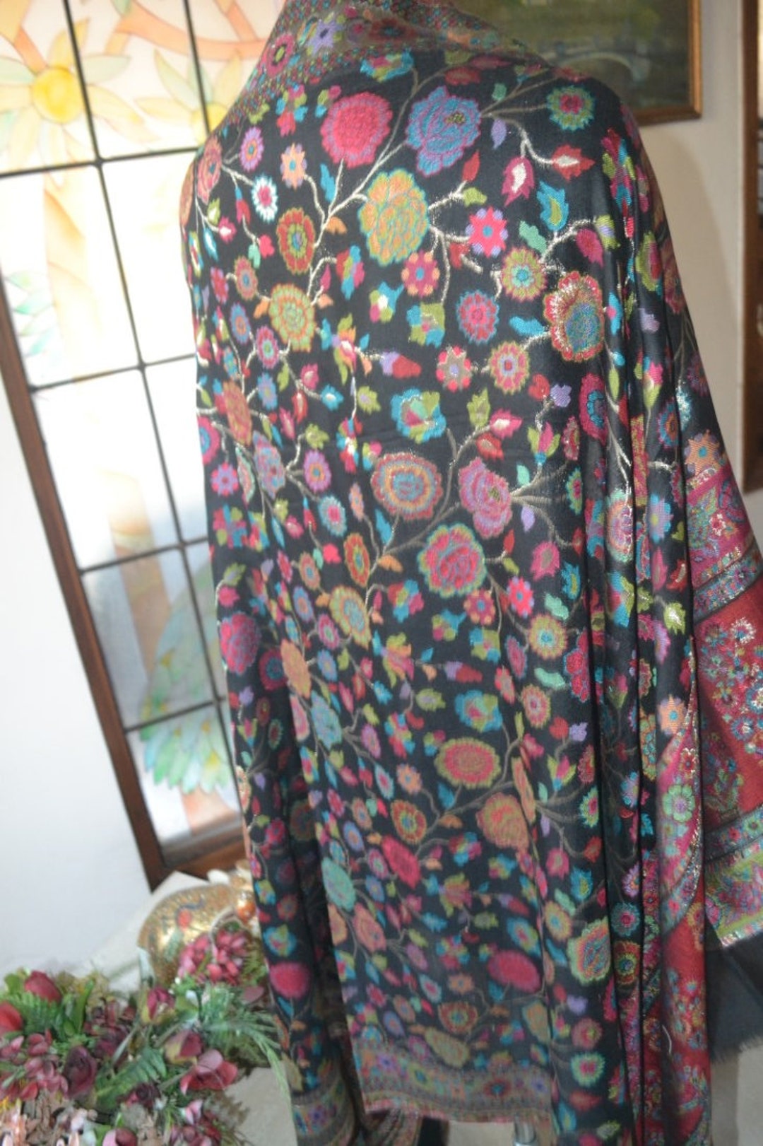 Colorful RARE BEST Paisley Kani JAMAWAR Stole Kashmir Jamawar Stole ...