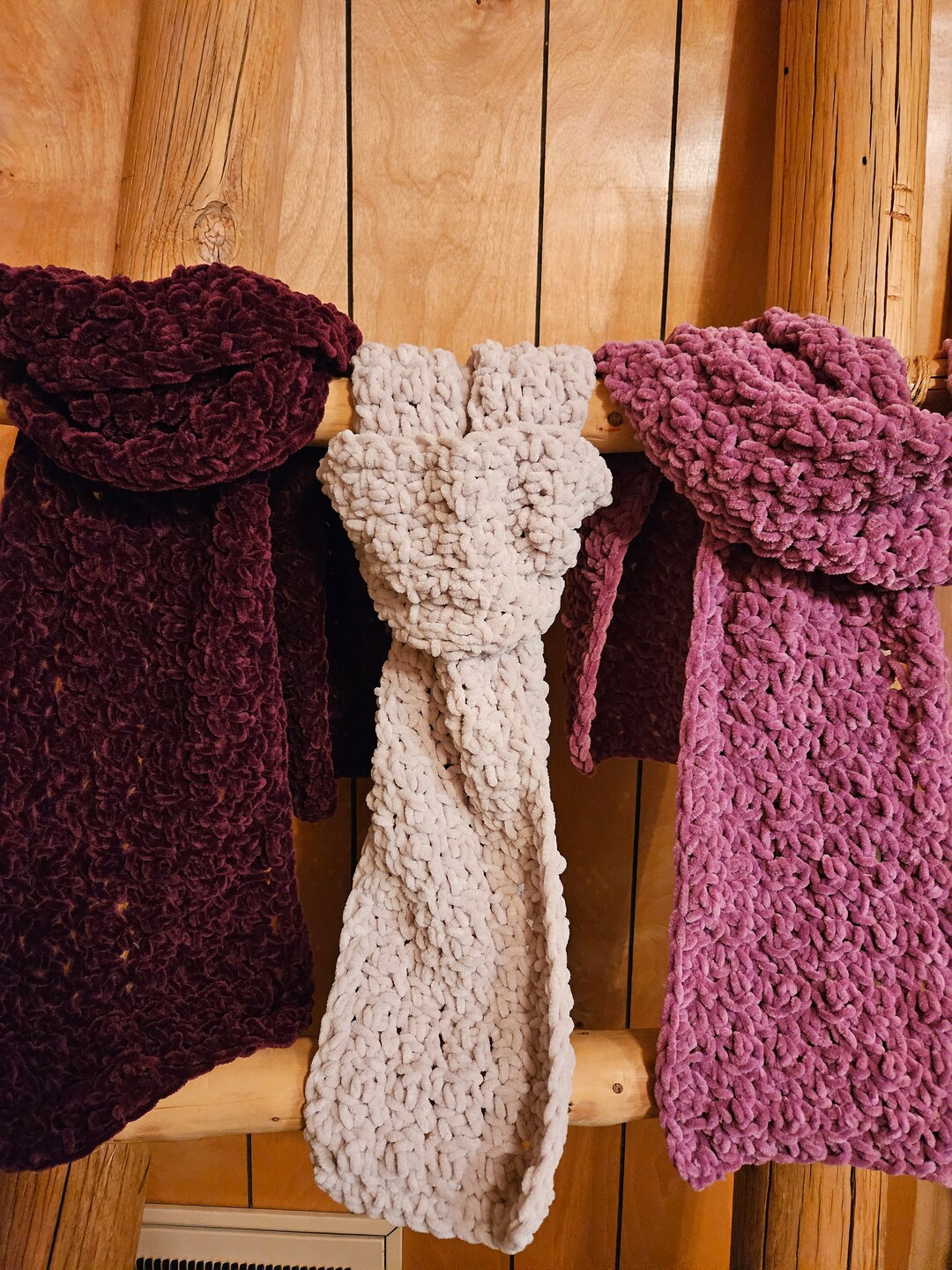 Chenille Scarf in Burgundy, Oatmilk, Rose Pink, Orchid or Dusty Mauve ...