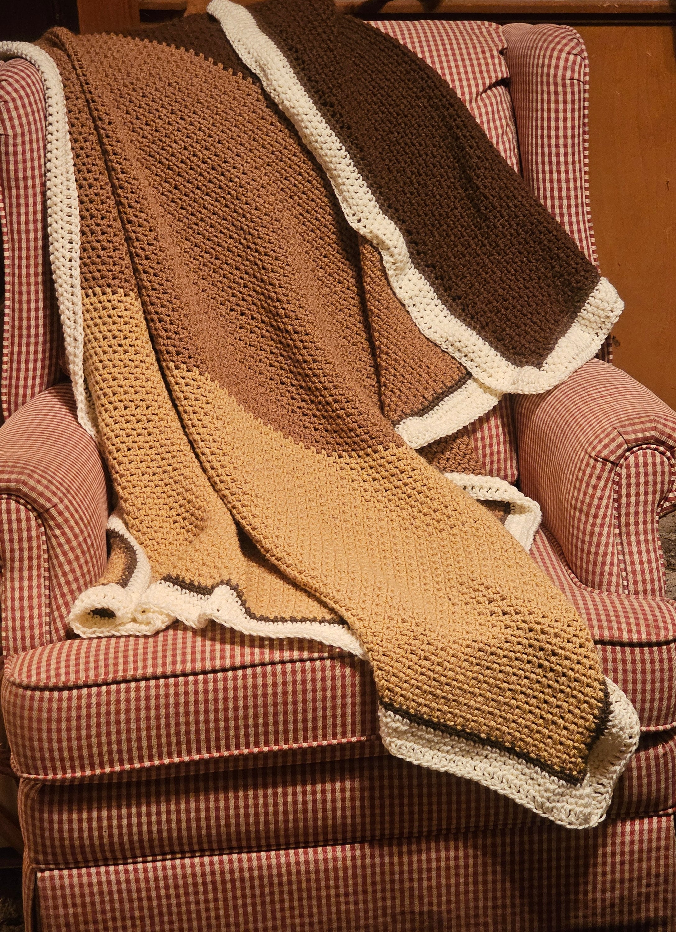 Crochet Moss Stitch Afghan in Brown, Light Brown and Taupe. - Etsy