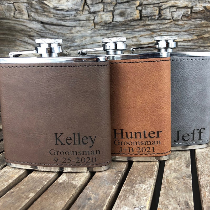 Monogramed Leather Flask - Etsy